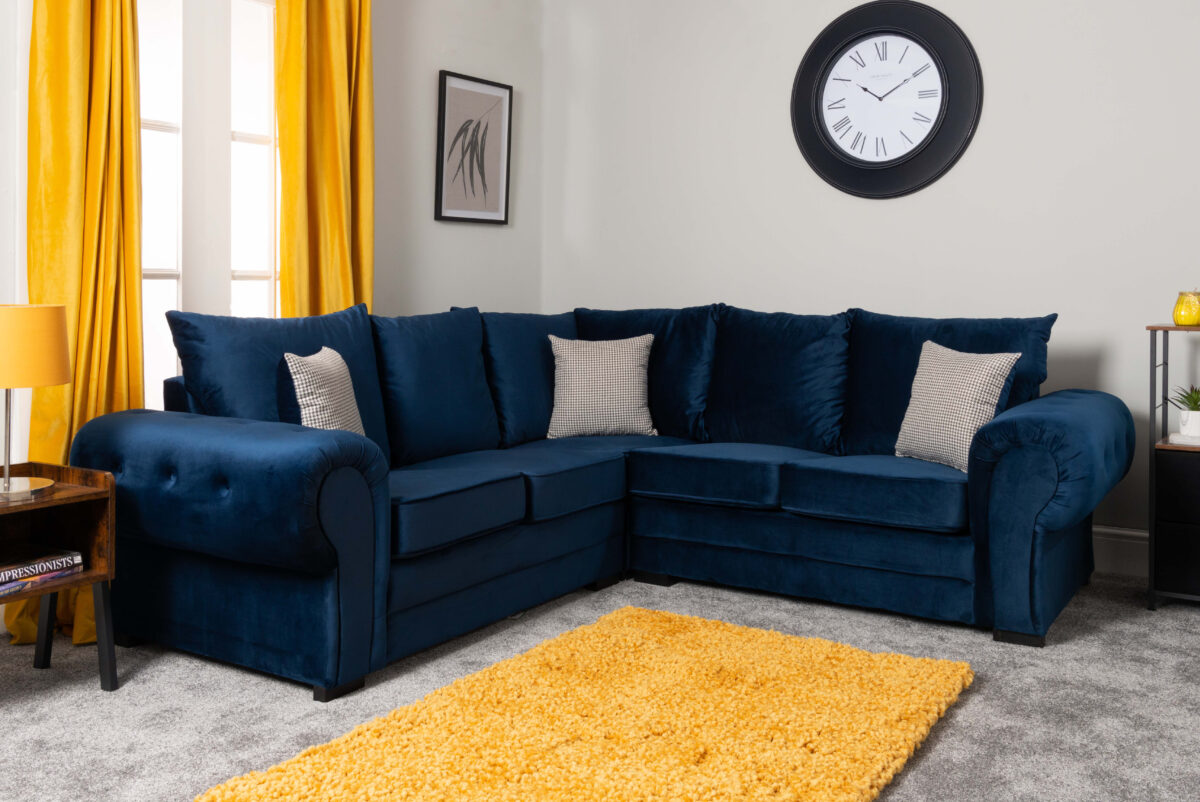 Leonardo Blue Corner Sofa - Pay Weekly Carpets, Beds And Furniture