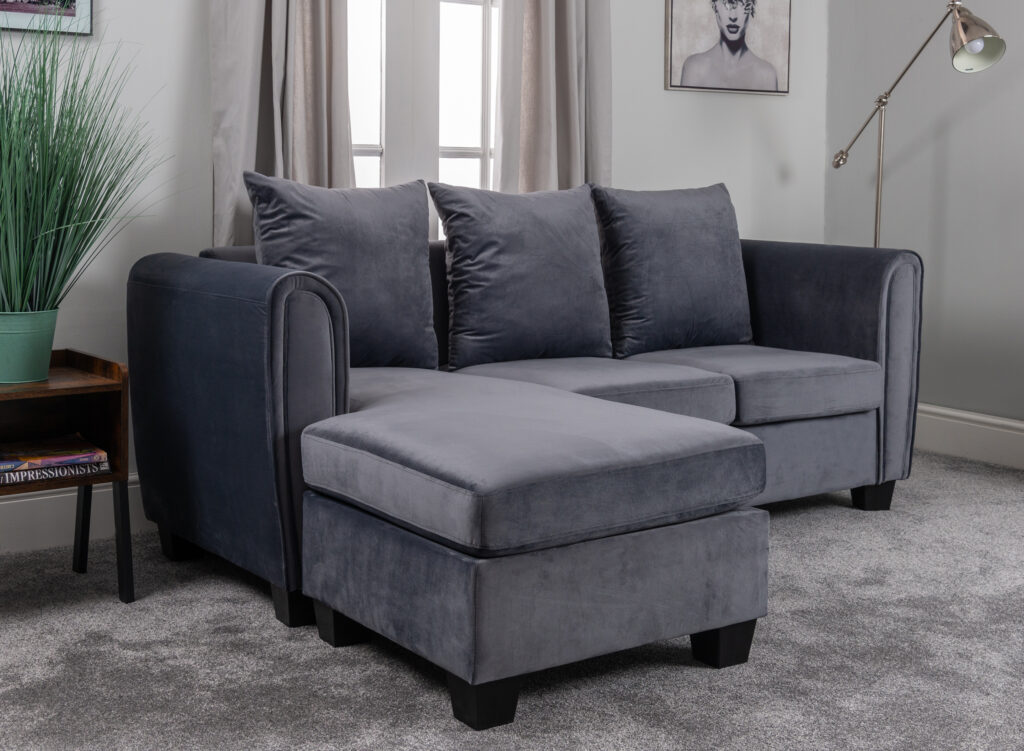 Maddie Corner Sofa – Dark Grey - Pay Weekly Carpets, Beds And Furniture