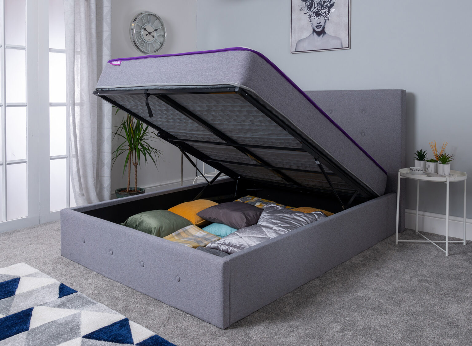 Diaz Wool Grey Ottoman Bed - Pay Weekly Carpets, Beds And Furniture