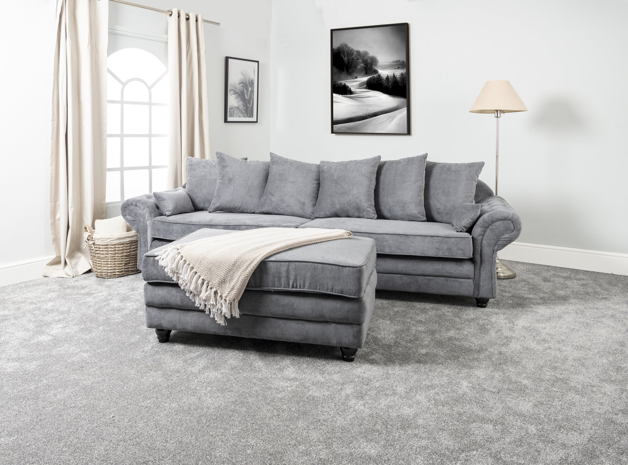 Cleo Dark Grey 4 Seater Sofa Set - Pay Weekly Carpets, Beds And Furniture