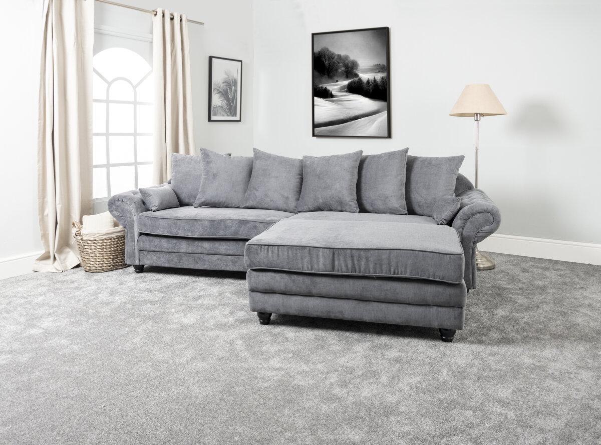 Cleo Dark Grey 4 Seater Sofa Set - Pay Weekly Carpets, Beds And Furniture