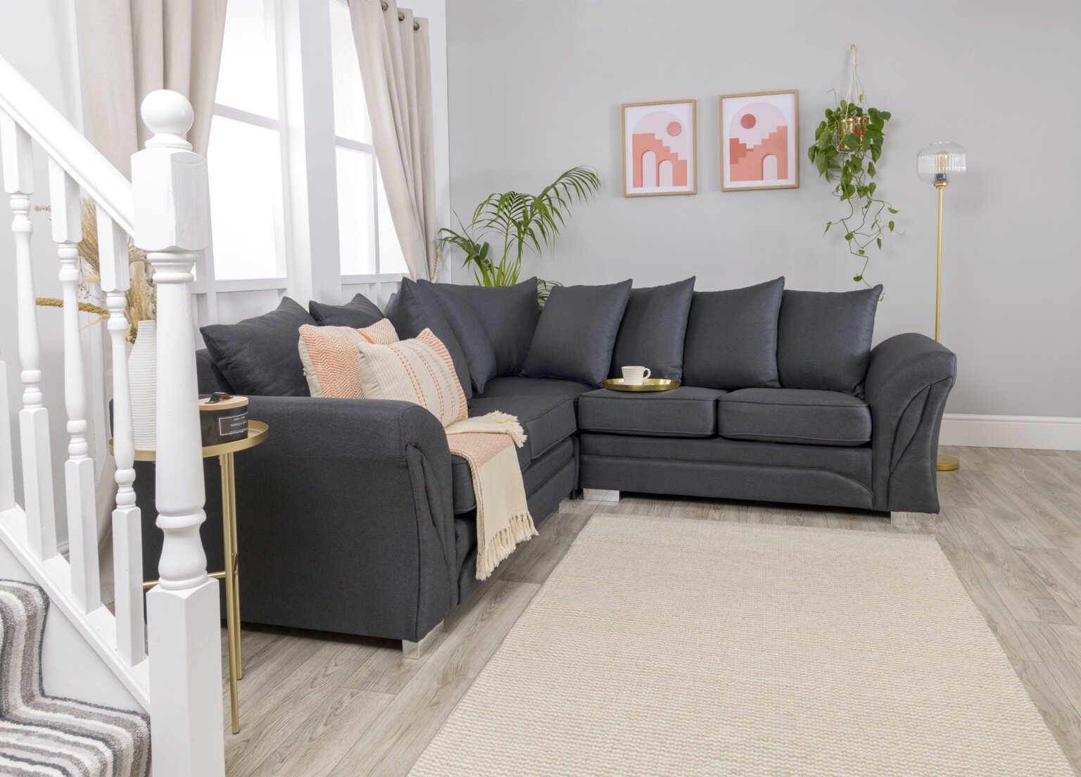 Willow Charcoal Corner Sofa - Pay Weekly Carpets, Beds And Furniture