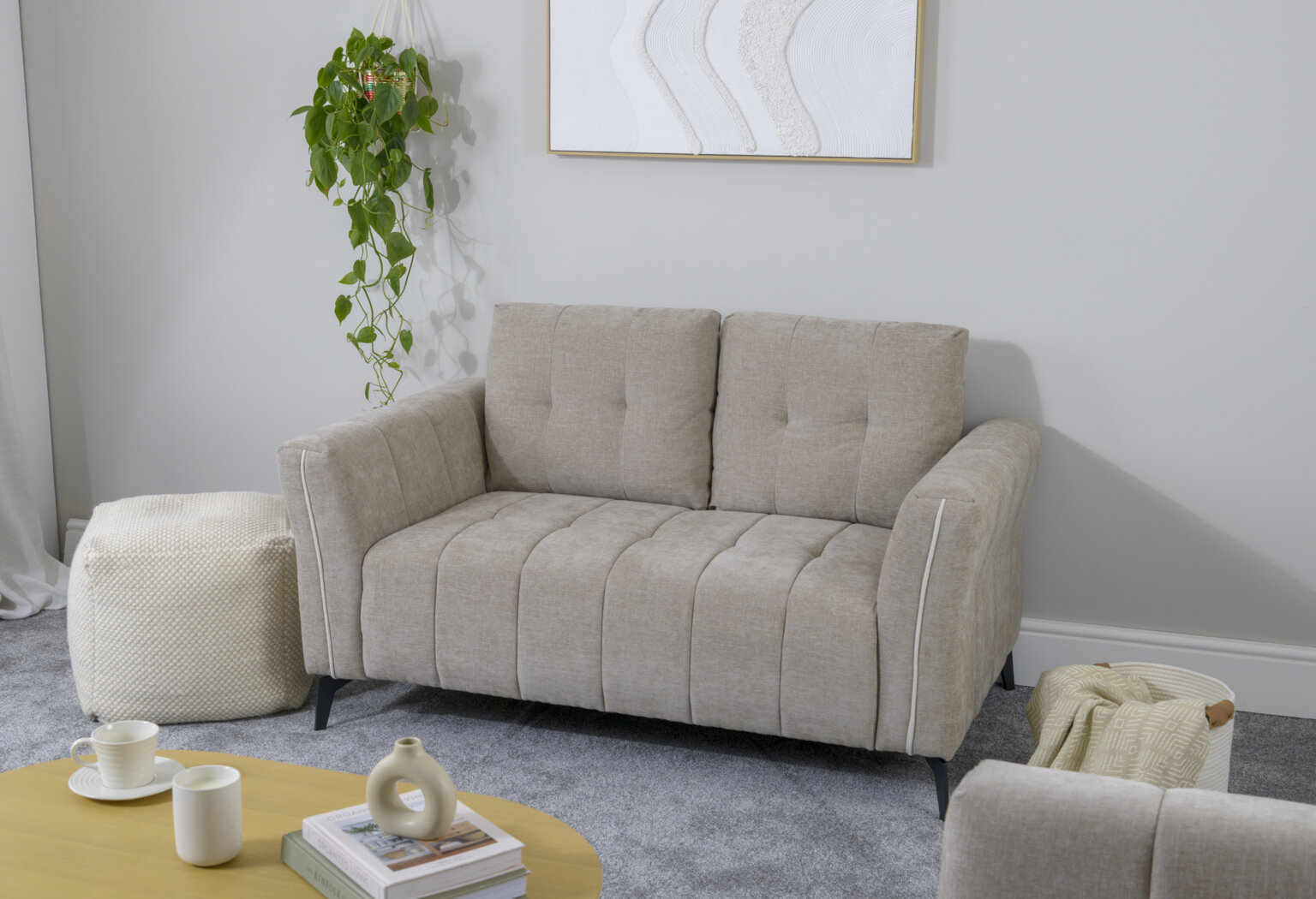 Penelope 3 & 2 seater sofa set Mink with Beige Piping - Pay Weekly ...