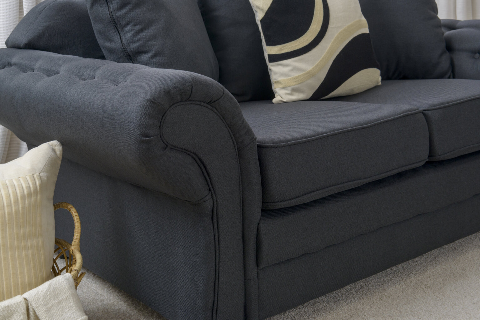 Chloe 3 & 2 Charcoal Seater Sofa Set - Pay Weekly Carpets, Beds And ...