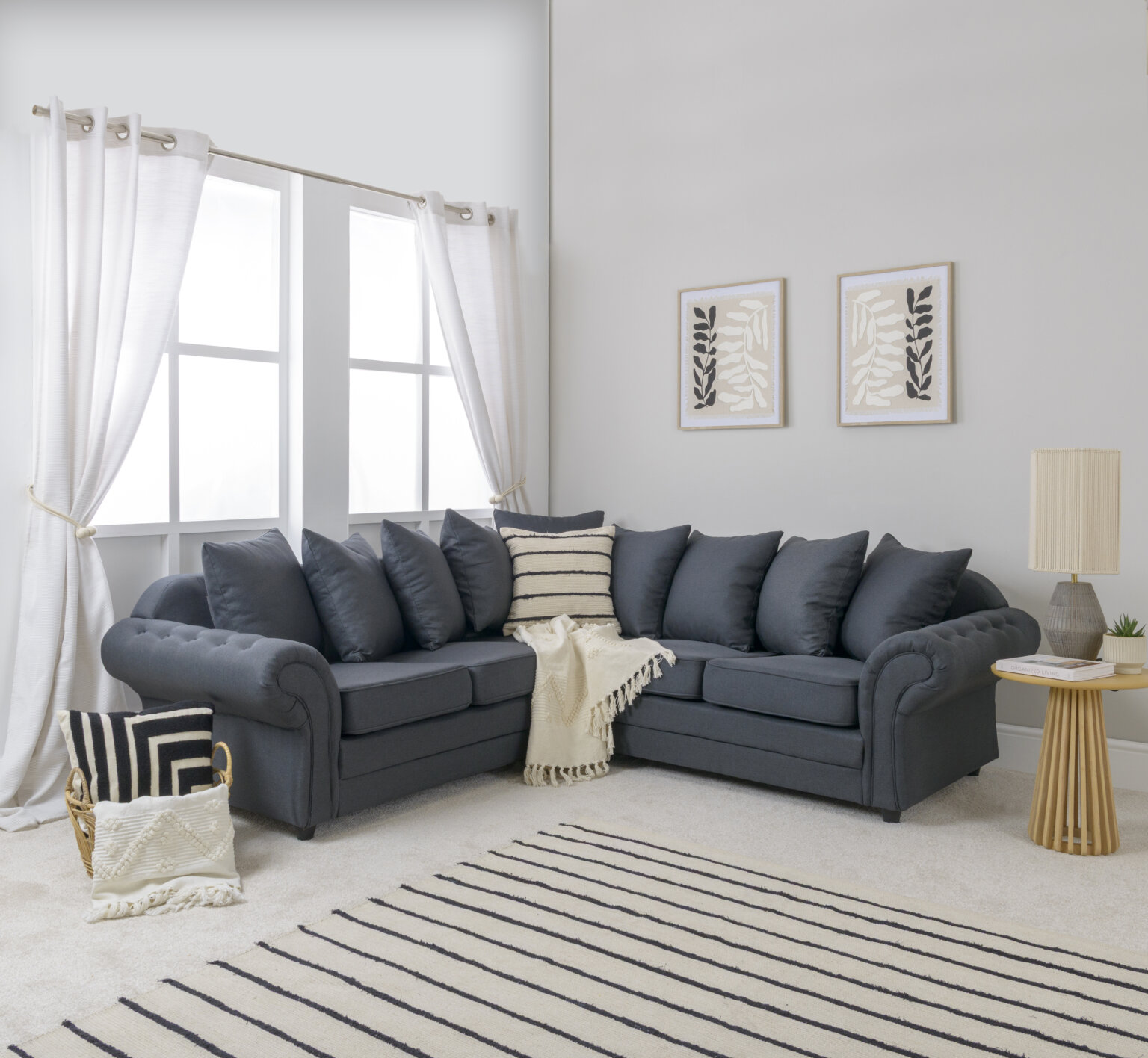 Chloe Charcoal Corner Sofa - Pay Weekly Carpets, Beds And Furniture